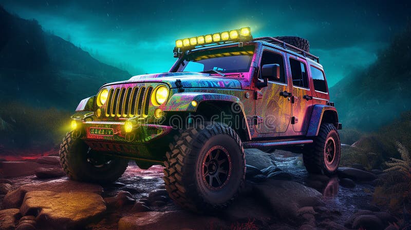 Future Jeep Concept Genarative Art Stock Illustration - Illustration of ...