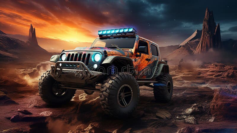 Future Jeep Concept Genarative Art Stock Illustration - Illustration of ...