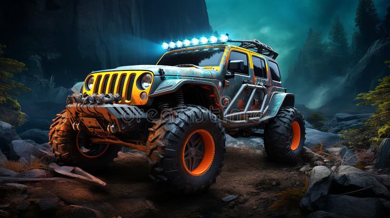 Future Jeep Concept Genarative Art Stock Illustration - Illustration of ...