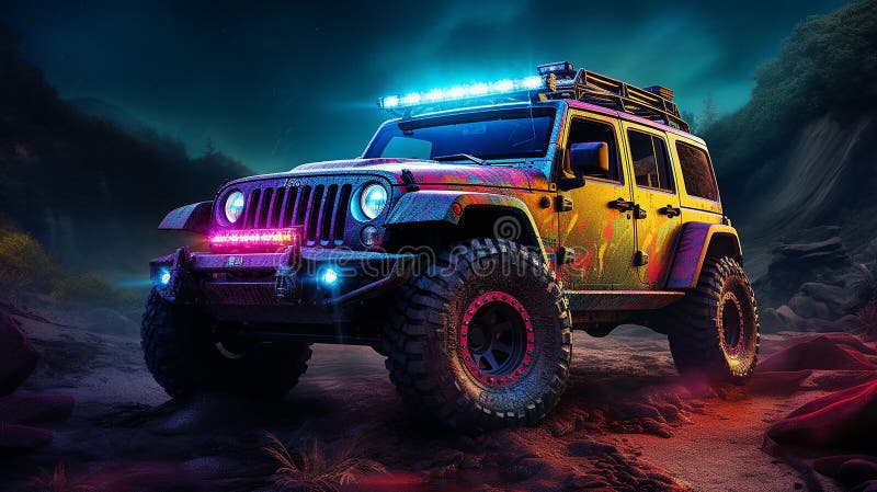 Future Jeep Concept Genarative Art Stock Illustration - Illustration of ...