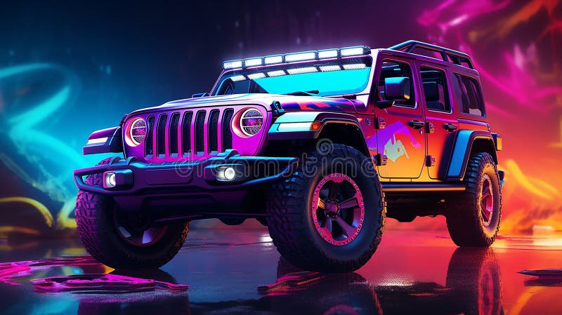 Future Jeep Concept Genarative Art Stock Illustration - Illustration of ...