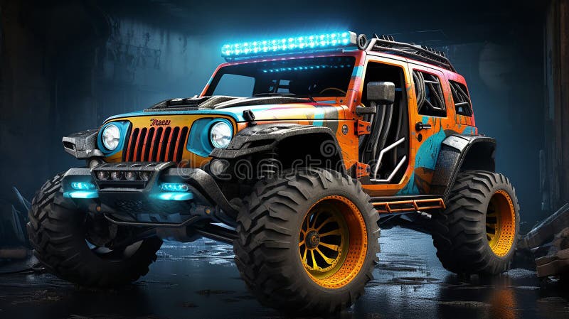Future Jeep Concept Genarative Art Stock Illustration - Illustration of ...