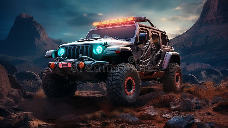 Future Jeep Concept Genarative Art Stock Illustration - Illustration of ...