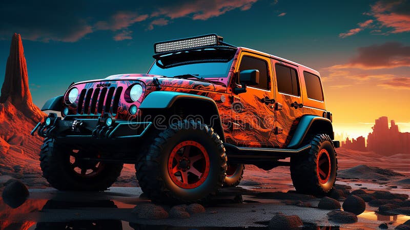 Future Jeep Concept Genarative Art Stock Illustration - Illustration of ...