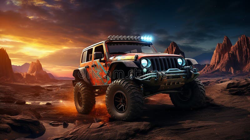 Future Jeep Concept Genarative Art Stock Illustration - Illustration of ...