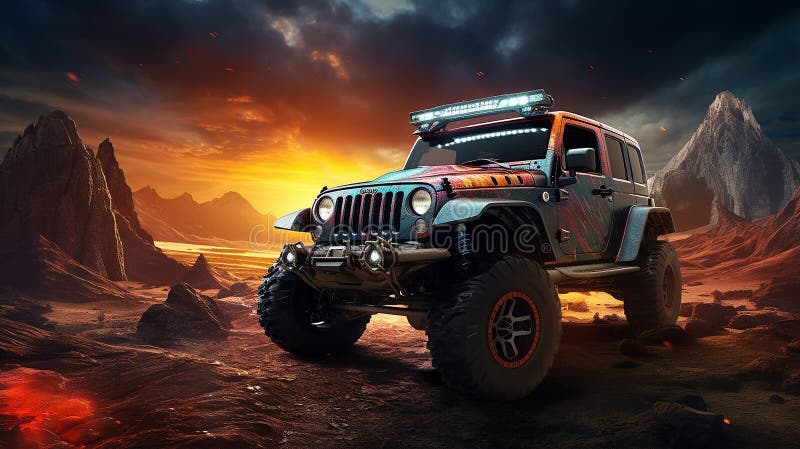 Future Jeep Concept Genarative Art Stock Illustration - Illustration of ...