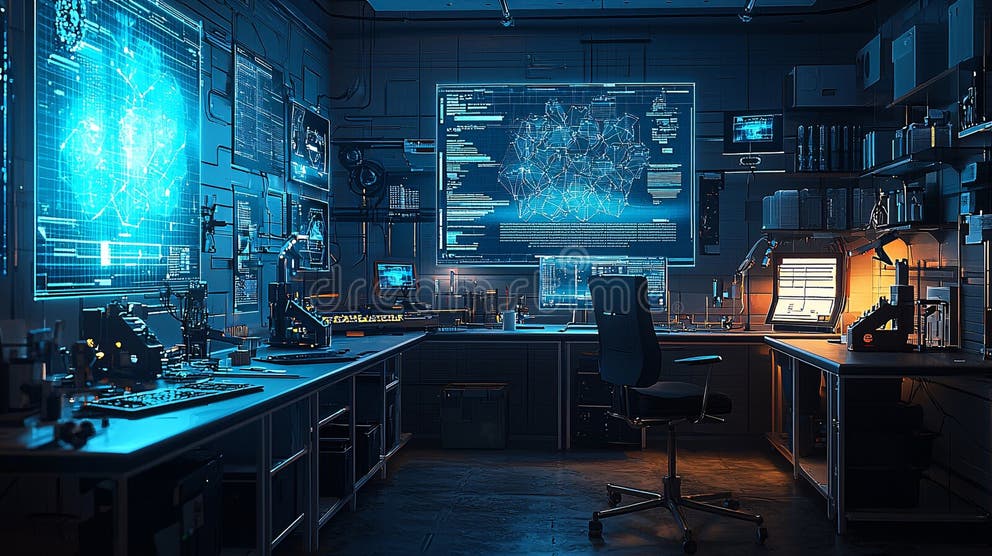 A Future Laboratory Full of Technology Stock Image - Image of ...
