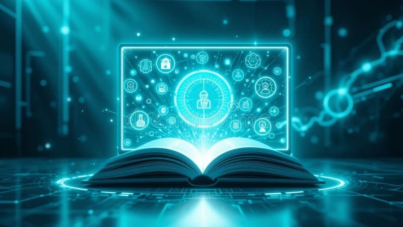 The Future of Learning: Holographic Icons and Digital Classrooms Stock ...