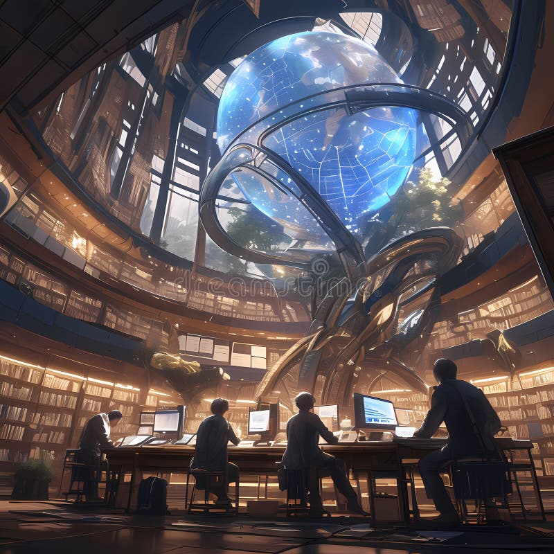 Future Library: Advanced Technology and Research Stock Illustration ...