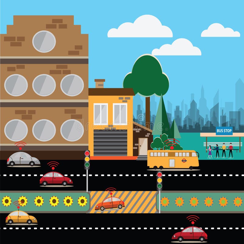 Future Life,Automatic Machine,Auto-traffic Light - Vector Stock Vector ...