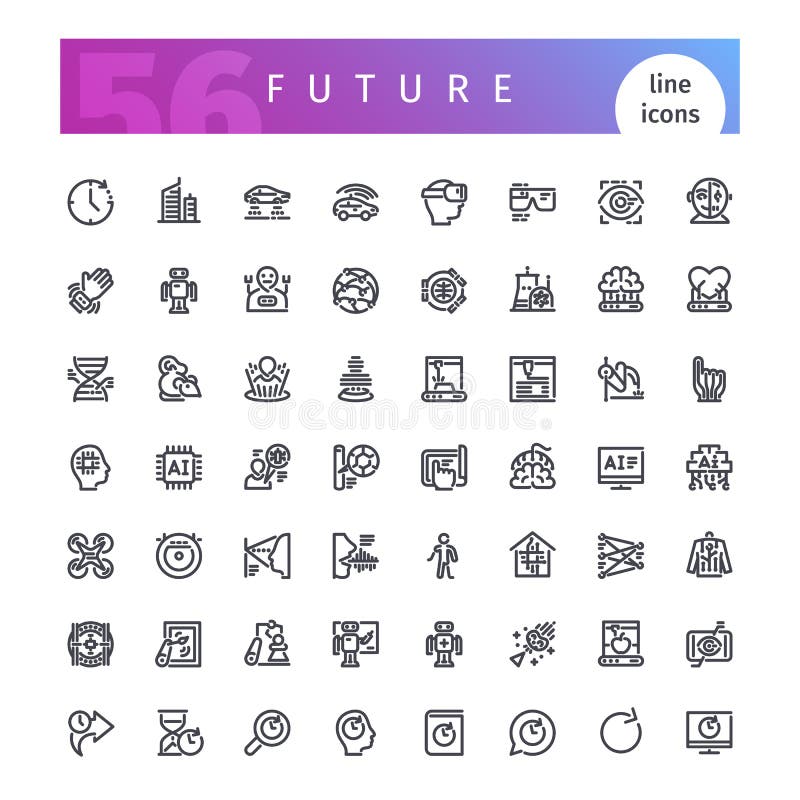 Future Line Icons Set stock vector. Illustration of droid - 111375185