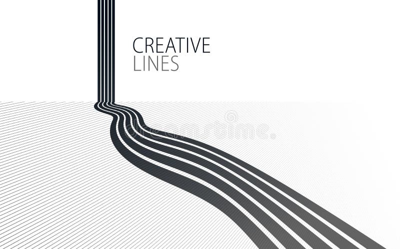 Future Lines in 3D Perspective Vector Abstract Background, Black and ...