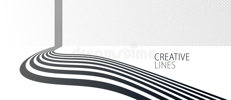 Future Lines in 3D Perspective Vector Abstract Background, Black and ...