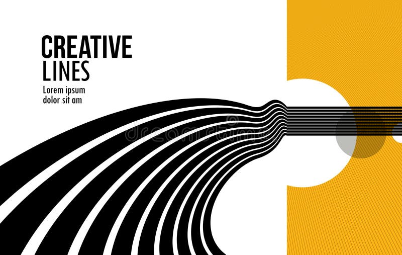 Future Lines in 3D Perspective Vector Abstract Background, Black and Yellow Linear Composition ...