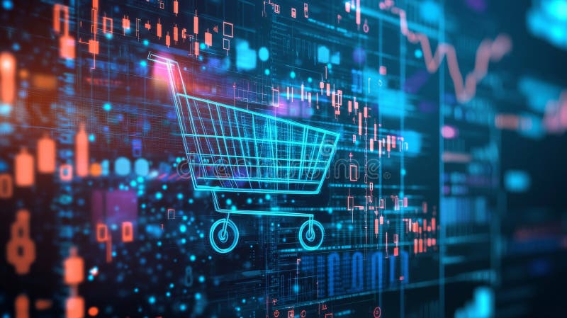 Future-looking Digital Shopping Cart Icon. Stock Photo - Image of share ...