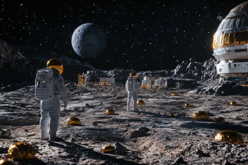 Future Lunar Base during World Space Week Stock Illustration ...