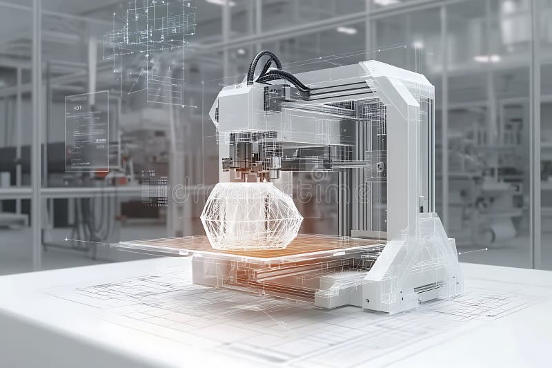 Future of Manufacturing Modern 3D Printer Creating Custom Parts Stock ...