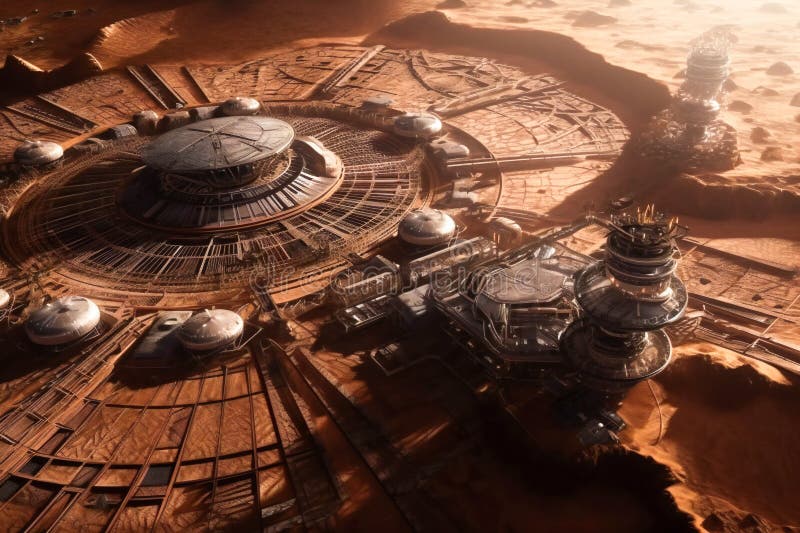 Future Mars Base or Scientific Facility. AI Generated. Stock ...