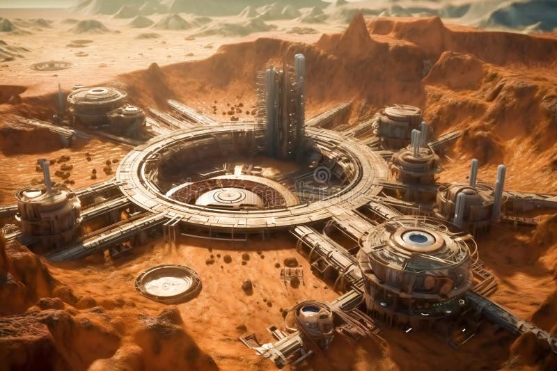 Future Mars Base or Scientific Facility. Mars Colonization Concept ...