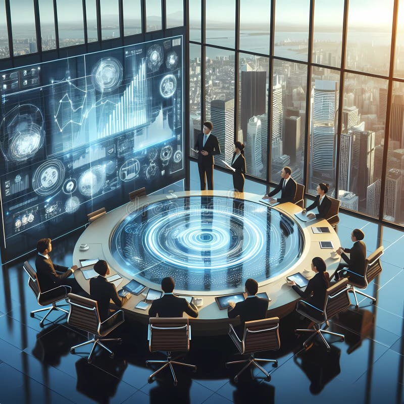 Future Meeting Room, Meeting Using Future Technology, Chart Diagram ...