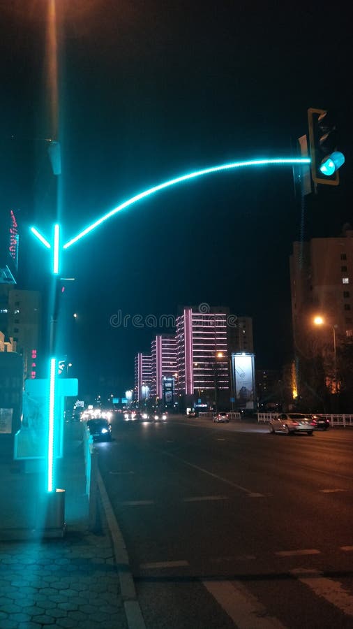 Future Modern Cyberpunk Led Traffic Light Stock Photo - Image of light ...