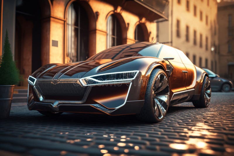 Future Modern Sports Car Exterior, Luxury Creative Car Parked, Front ... Future Modern Sports Car Exterior, Luxury Creative Car Parked, Front ...