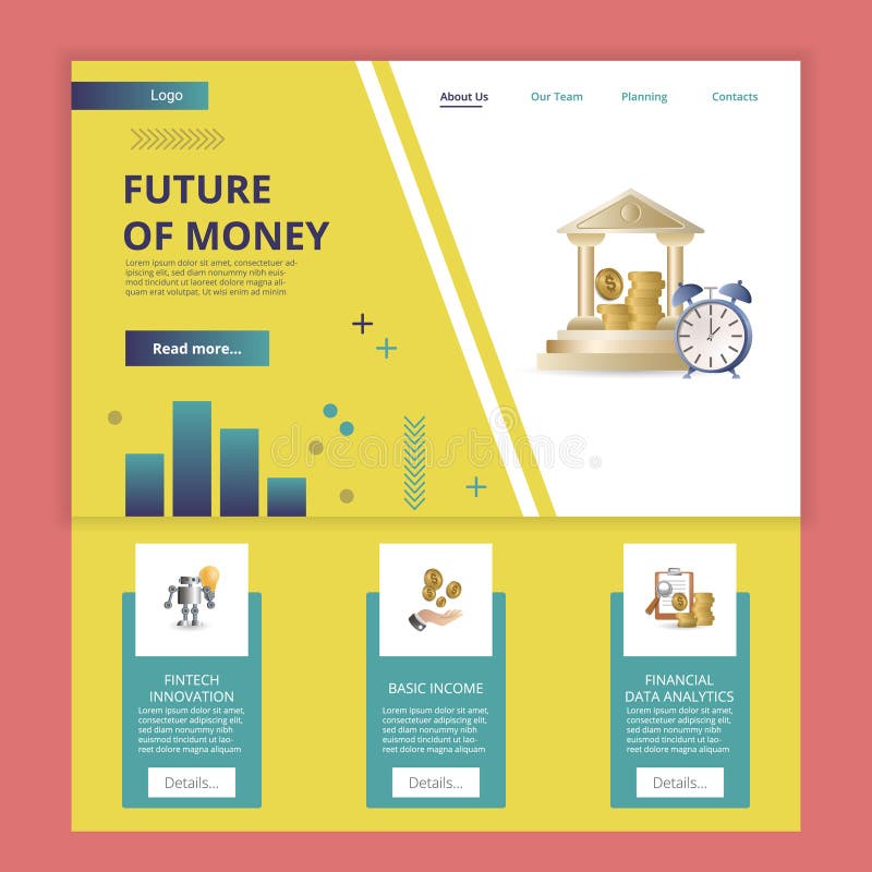Future of Money Flat Landing Page Website Template. Fintech Innovation ...