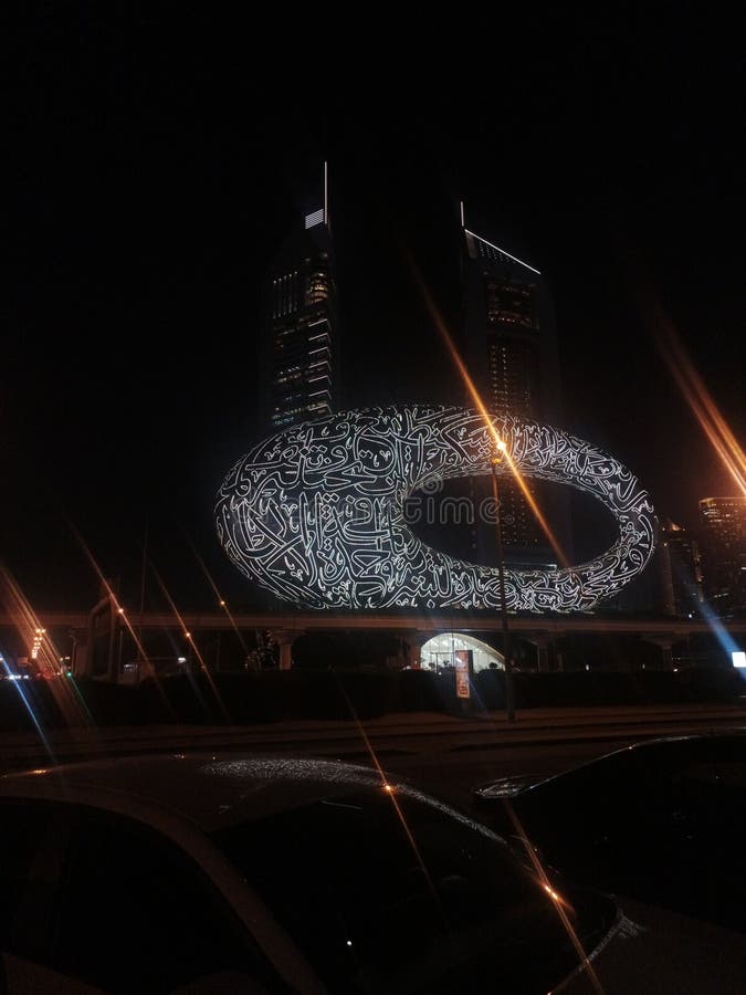 Future Museum Night View UAE Editorial Image - Image of vehicle ...