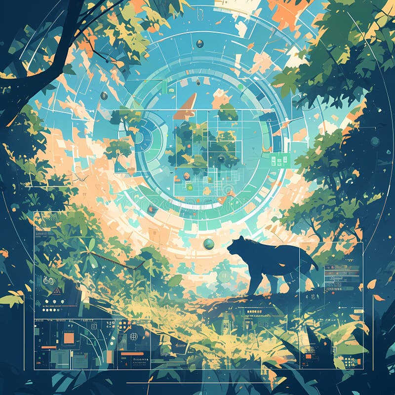 The Future of Nature: a Cybernetic Paradise. Stock Illustration ...