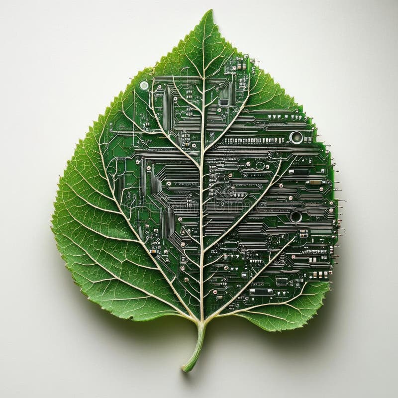 The Future of Nature, a Green Circuit Board Leaf Stock Image - Image of ...