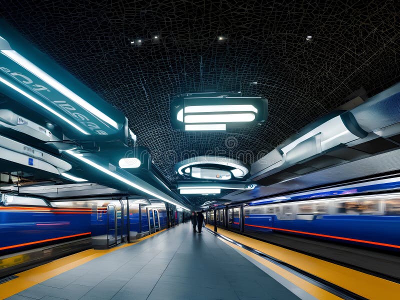 Future Neon Underground Subway Abstract Art Sequence 22 of 34 Stock ...