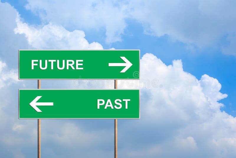 Future and Past on Green Road Sign Stock Image - Image of forecasting ...
