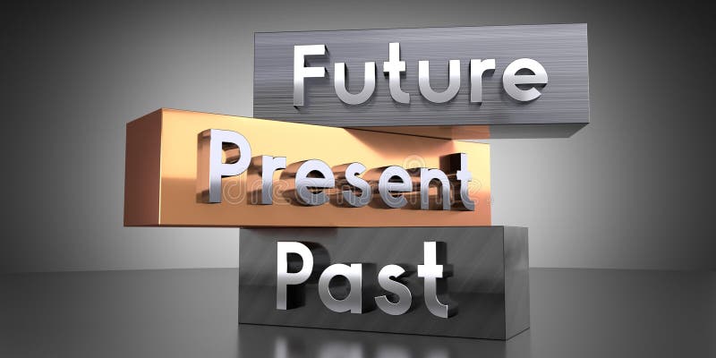 Future, Present, Past - Words on Metal Blocks Stock Illustration ...
