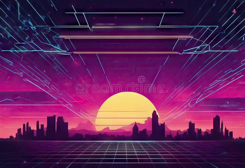 Future Retro Line Background of the 80s Vector Futuristic Synth Retro ...