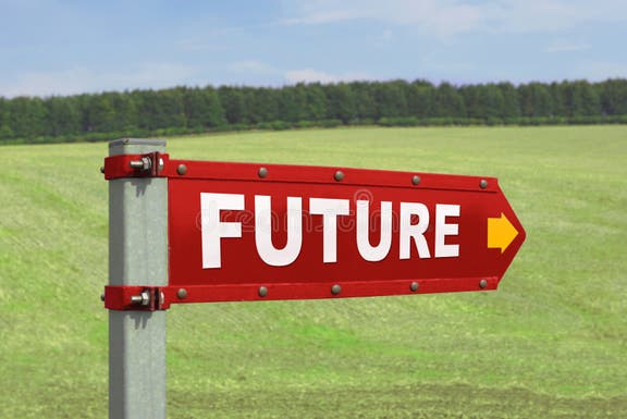 The Future Road Sign Pointing Stock Image - Image of action, concept ...