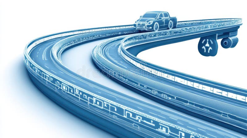 Future Roads, Smart Highway Design Stock Illustration - Illustration of ...