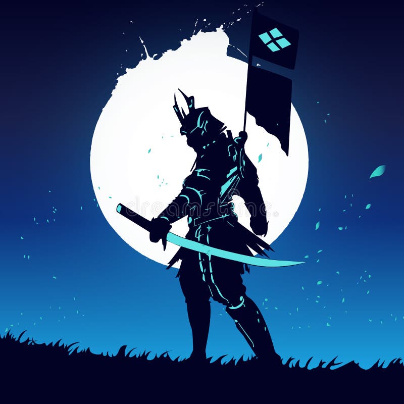 Future Samurai with Light Sword Vector Illustration Stock Vector ...