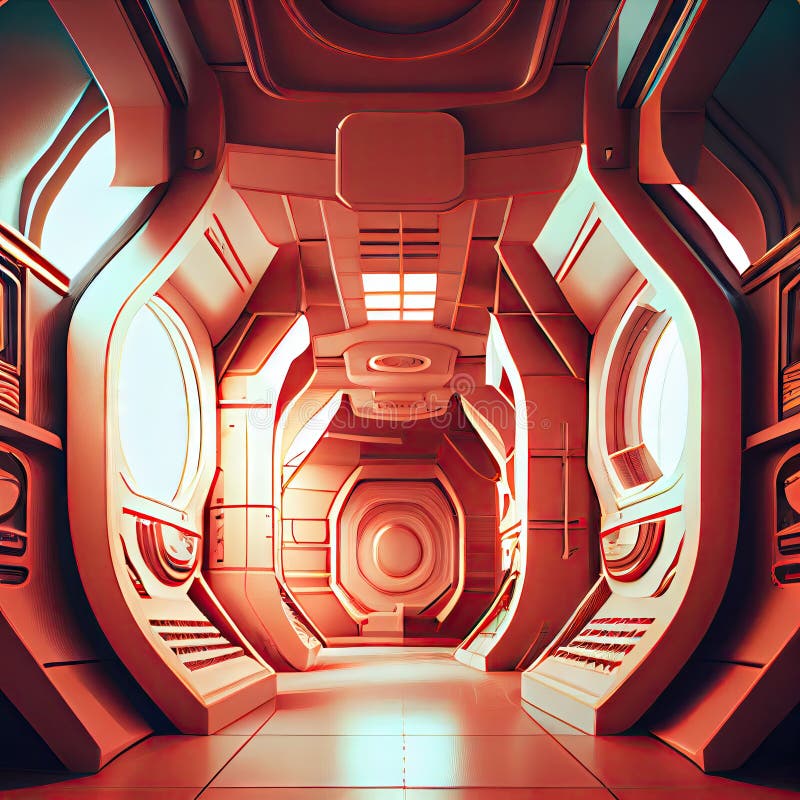 Future Sci-fi Futuristic Interior with Smooth Lines and Panels Stock ...