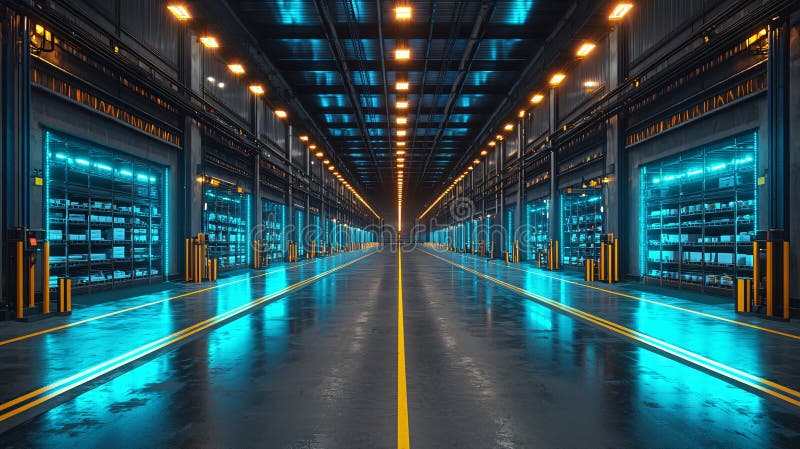 Future Science and Technology Corridor Stock Illustration - Illustration of room, fiction: 375439136