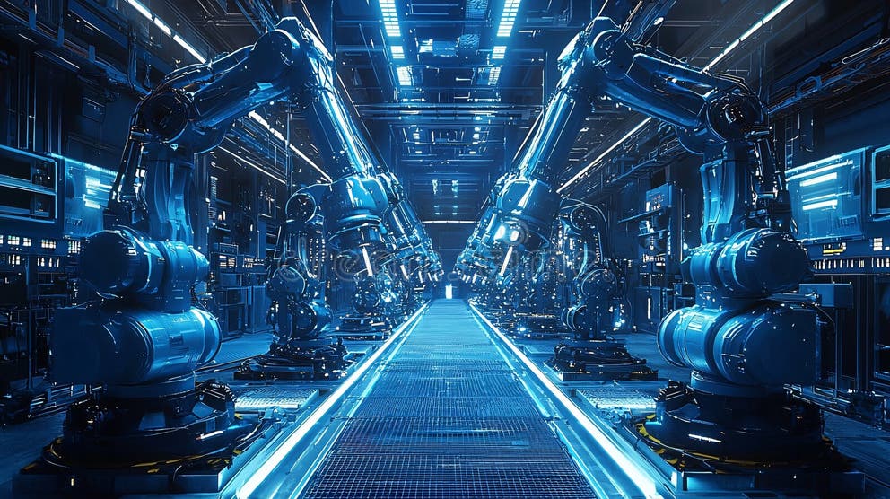 Future Science and Technology Sense Industrial Robot Workshop Stock ...