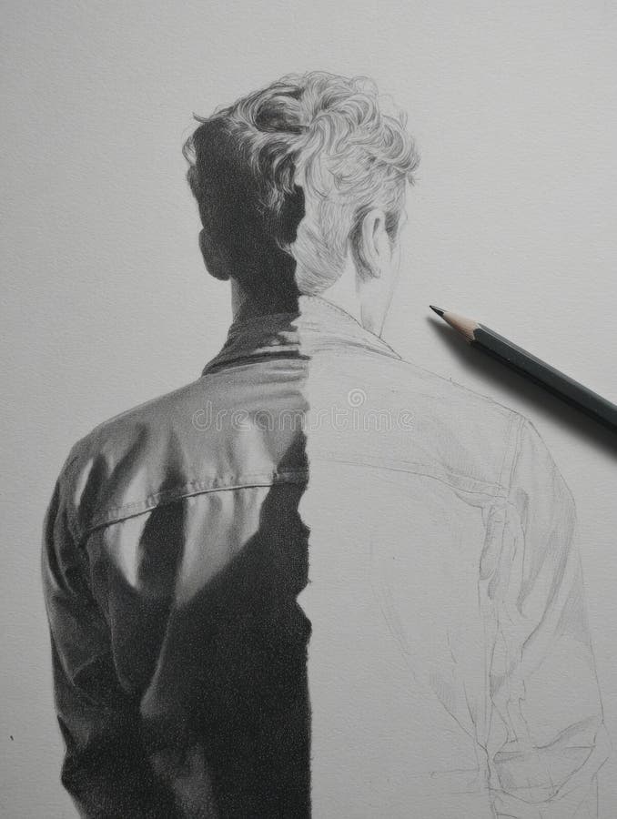 Future Self Pencil Drawing Over Present Shadow Showing Artistic ...