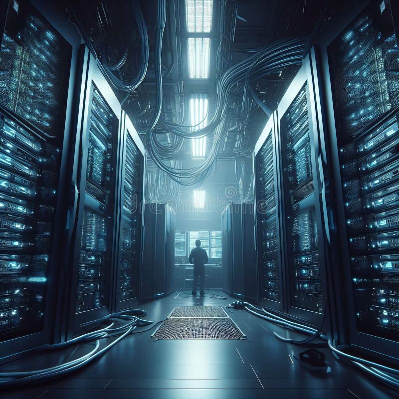 Future Server Room, AI Generated Illustration. Scifi Stock Illustration ...