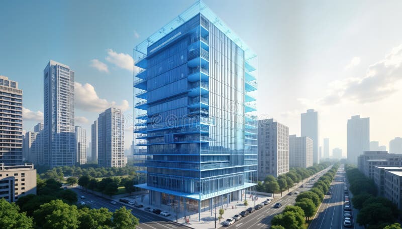 Innovative Architecture Skyscraper Structure Stock Illustrations ...