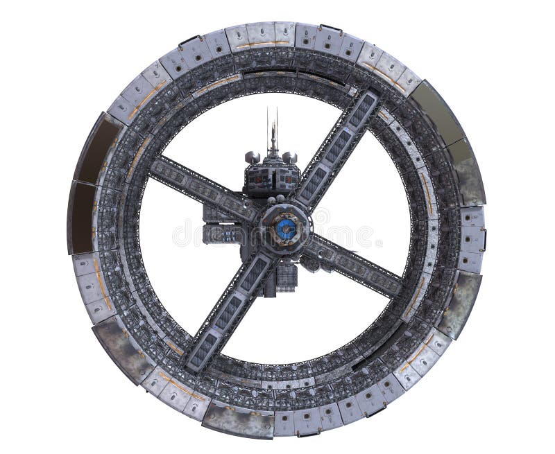 Future Space Station Isolated on White Background 3D Illustration Stock ...