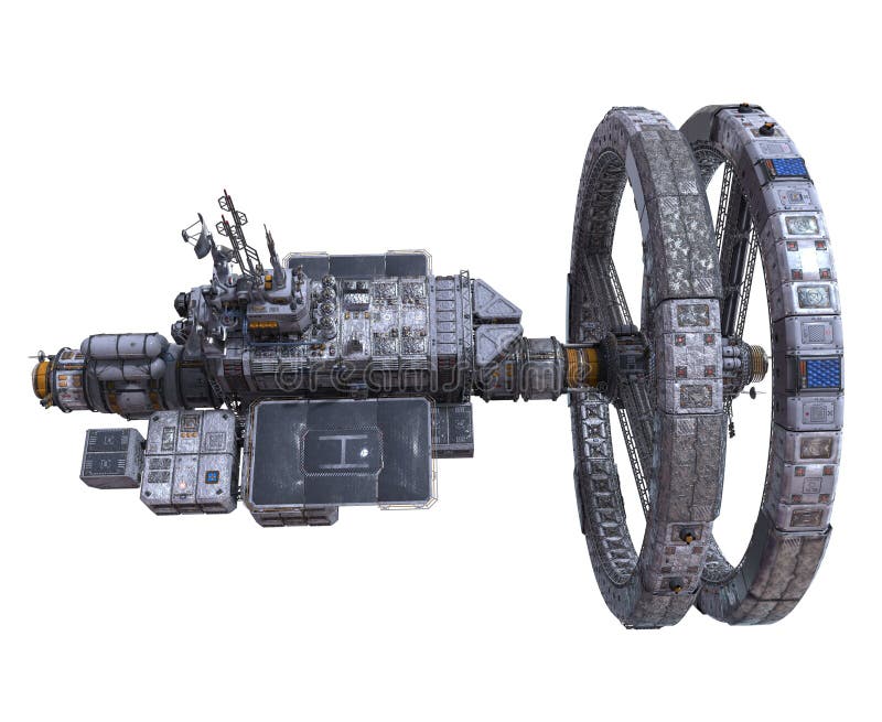 Future Space Station Isolated on White Background 3D Illustration Stock ...