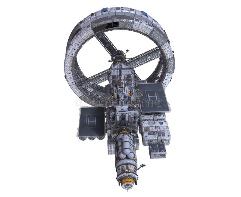 Future Space Station Isolated on White Background 3D Illustration Stock ...