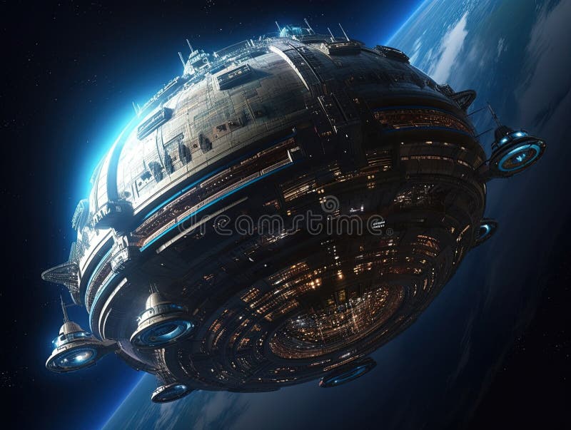 Future Space Station, Science Fiction Concept Stock Illustration ...