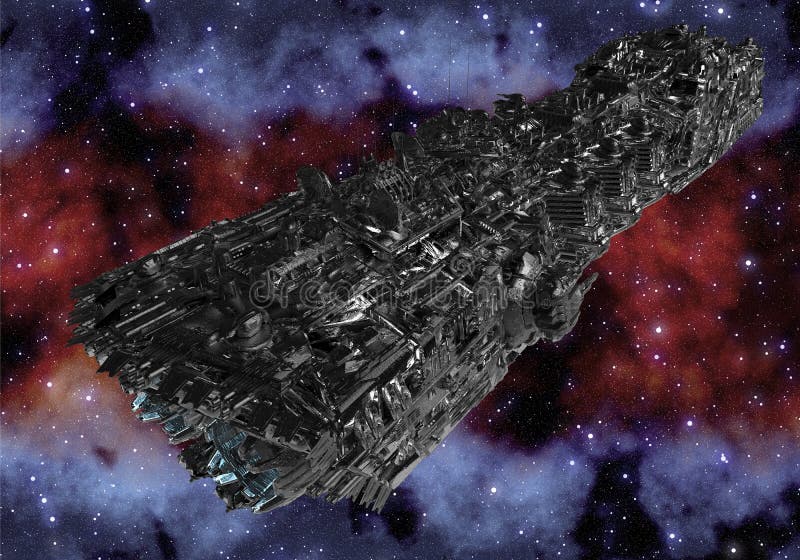 Future Spaceship in Deep Space 3d Illustration Stock Illustration ...