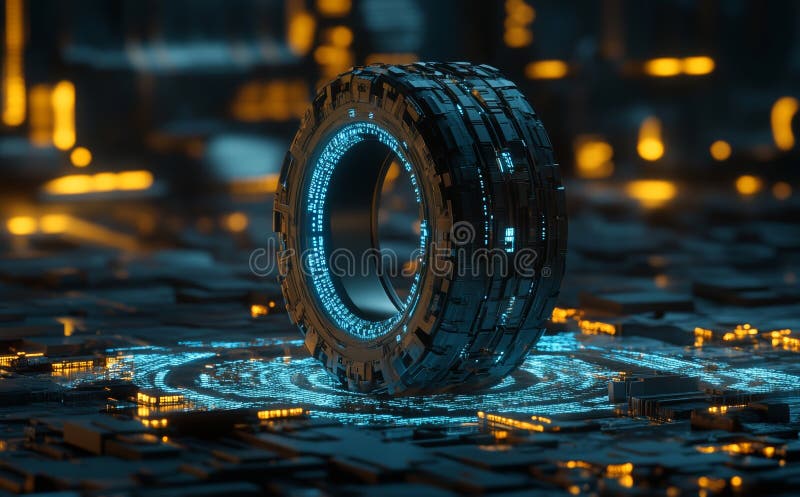 Future Sports Car Tyre Technology Concept with Rim Wireframe ...