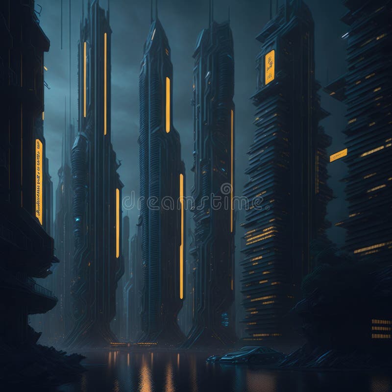 Future Style City Scrapers, Metropolis, Modern Tall Buildings, Sci-Fi ...